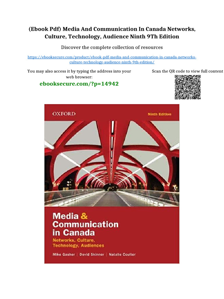 (eBook PDF) Media and Communication in Canada Networks, Culture ...
