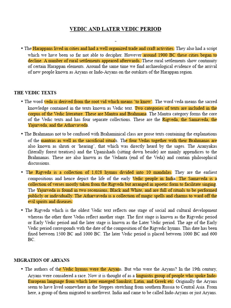 Vedic and Later Vedic Period | PDF | Vedas | Hindu Literature