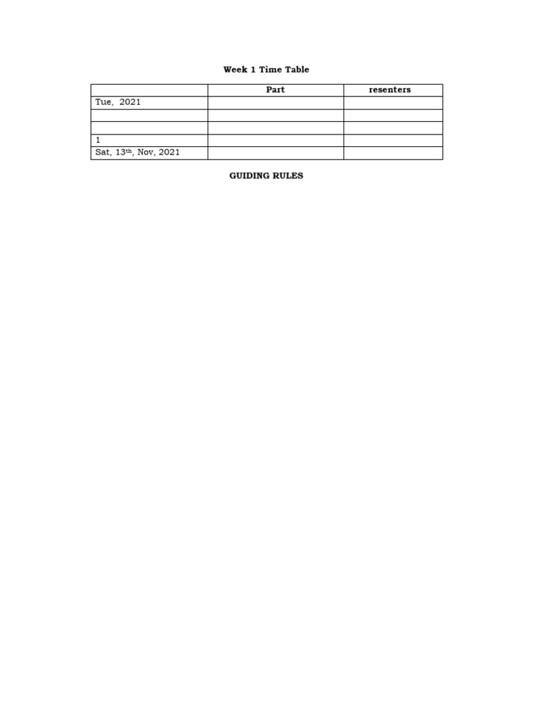 TimeTable, Guiding Rules, PSU Guiding Topics | PDF | Bioavailability ...
