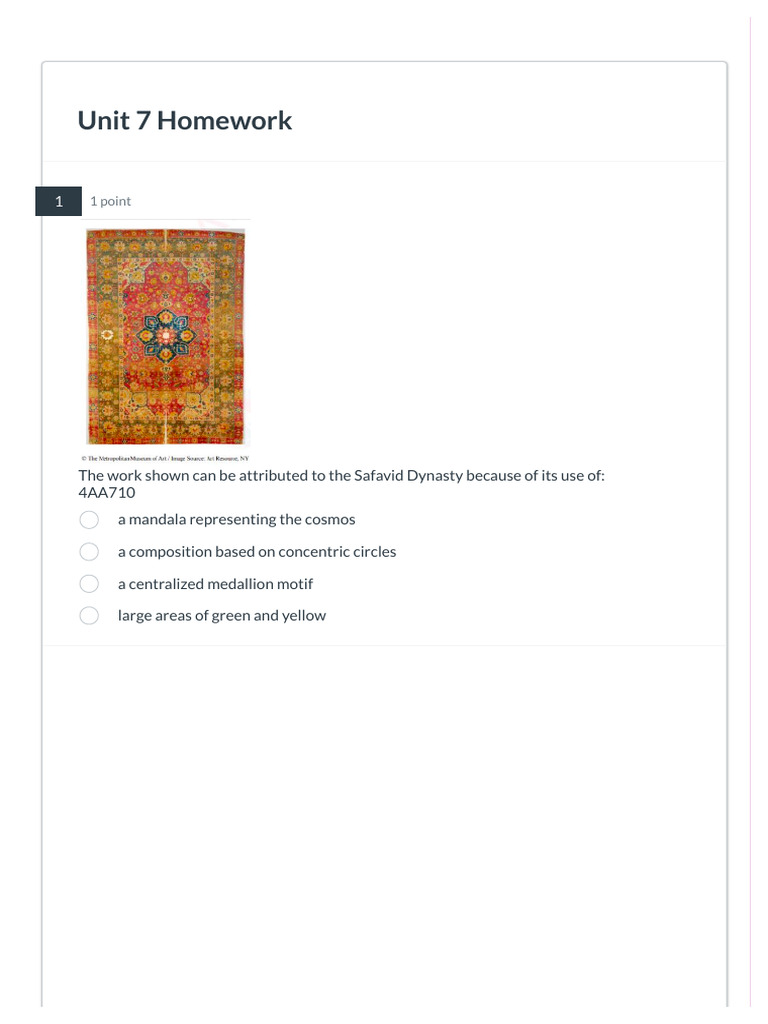 AP Art History Unit 7 Homework | PDF | Mosque | Architectural Design