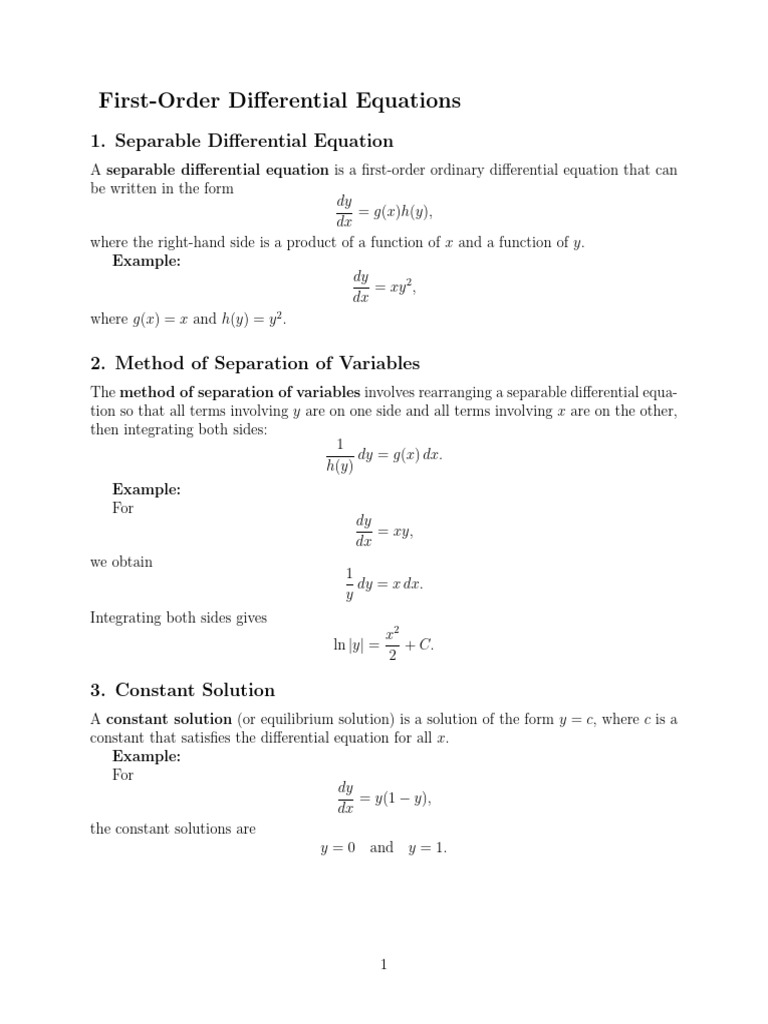 First Order Differentials | PDF | Equations | Applied Mathematics