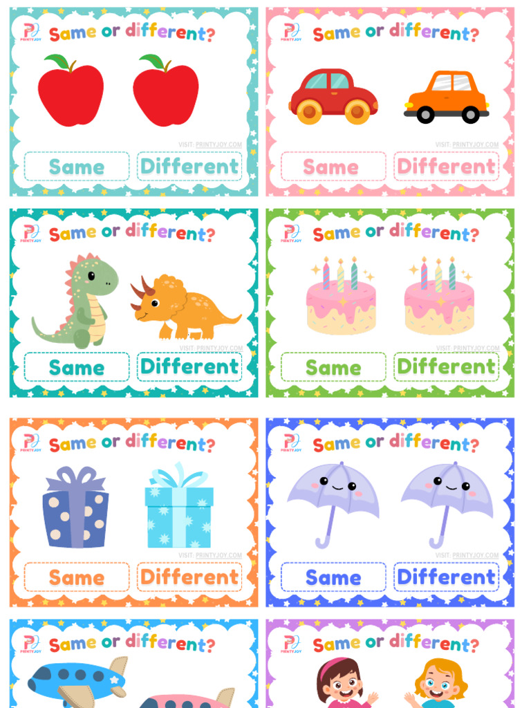 Same or Different Worksheets for Toddlers Free | PDF