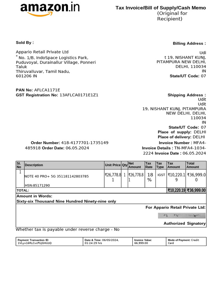 Amazon Invoice | PDF | Invoice | Business