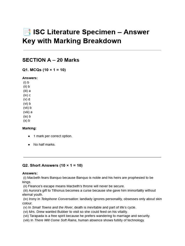 Lit Paper Answr Key | PDF