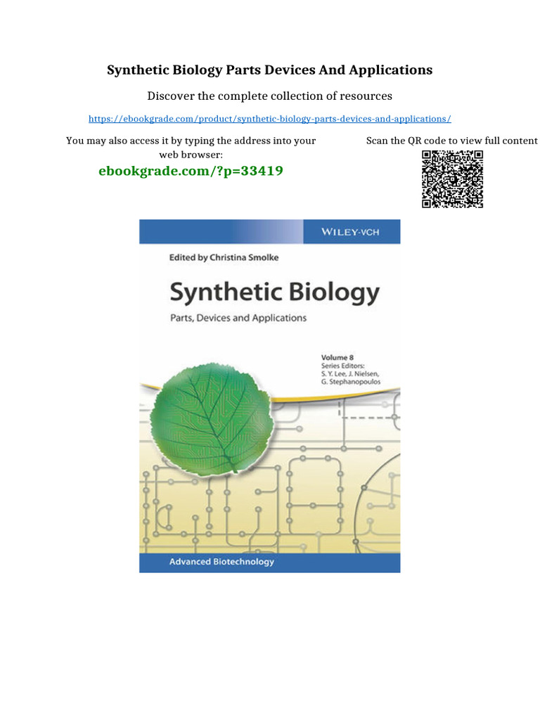 Synthetic Biology Parts Devices and Applications No Waiting Time | PDF ...
