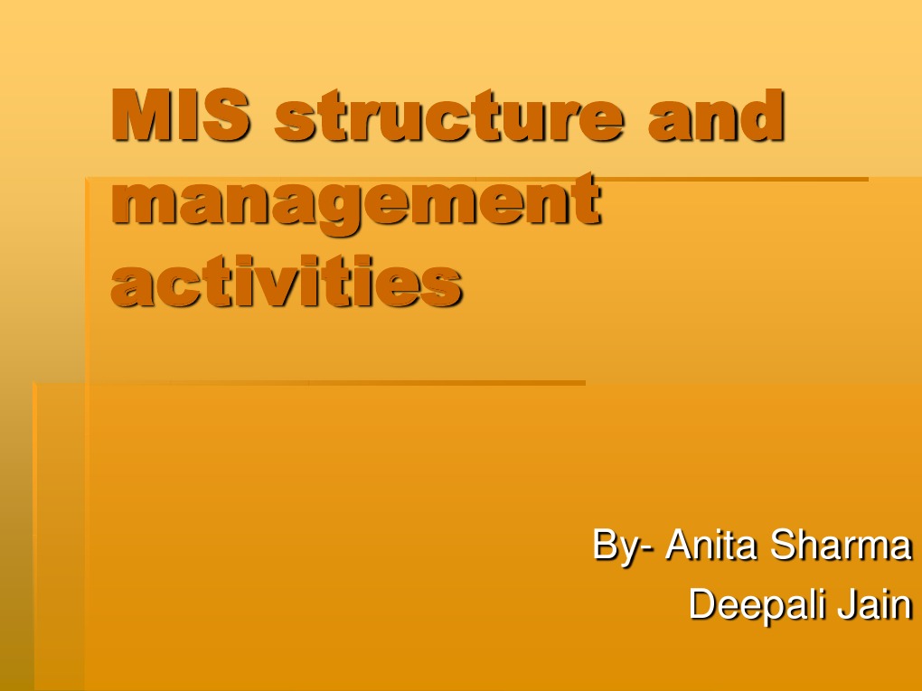 Mis Structure and Management Activities | Information System