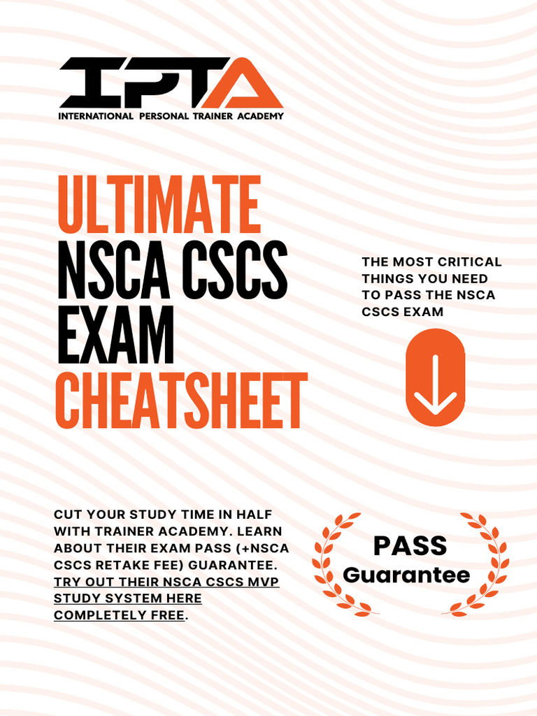 PTP Ta Nsca Cscs Cheat Sheet PDF | PDF | Skeletal Muscle | Muscle ...