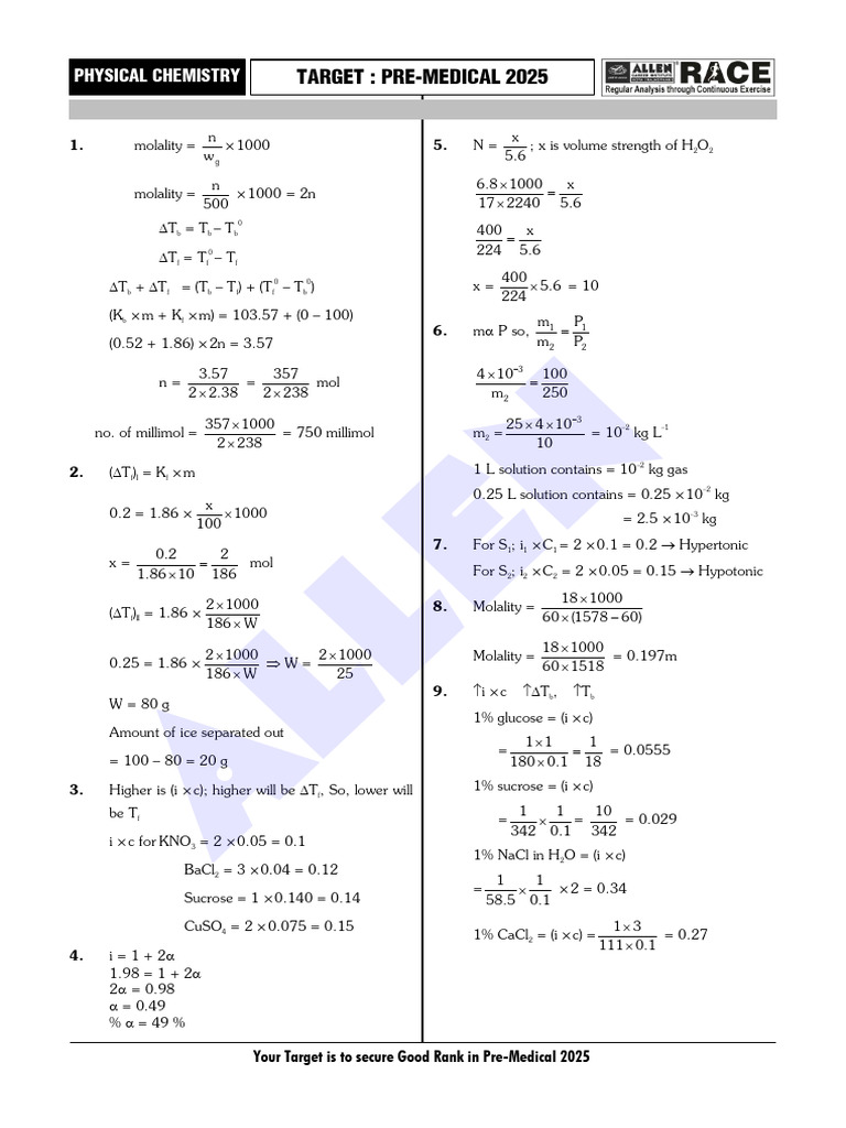 Liquid Solution - Race Solution | PDF | Applied And Interdisciplinary ...