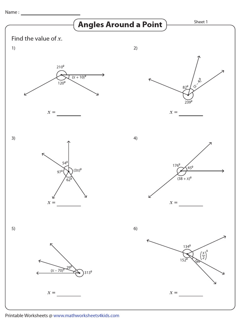 Angles Around a Point Find x All Key | PDF