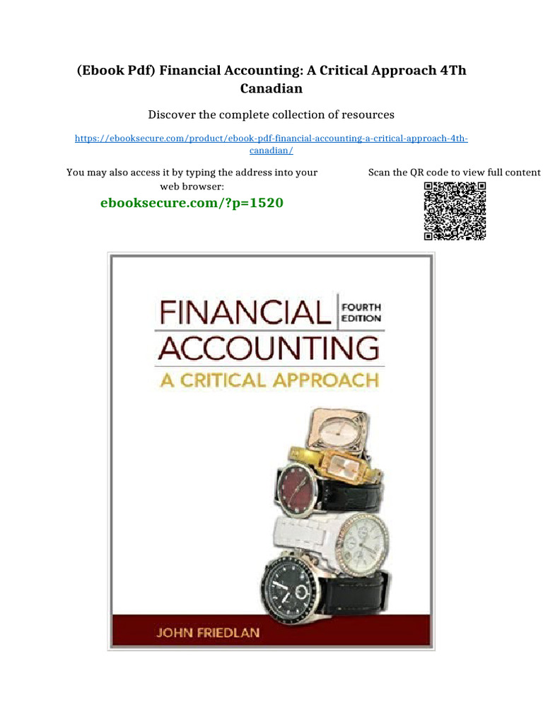 (eBook PDF) Financial Accounting: A Critical Approach 4th Canadian ...