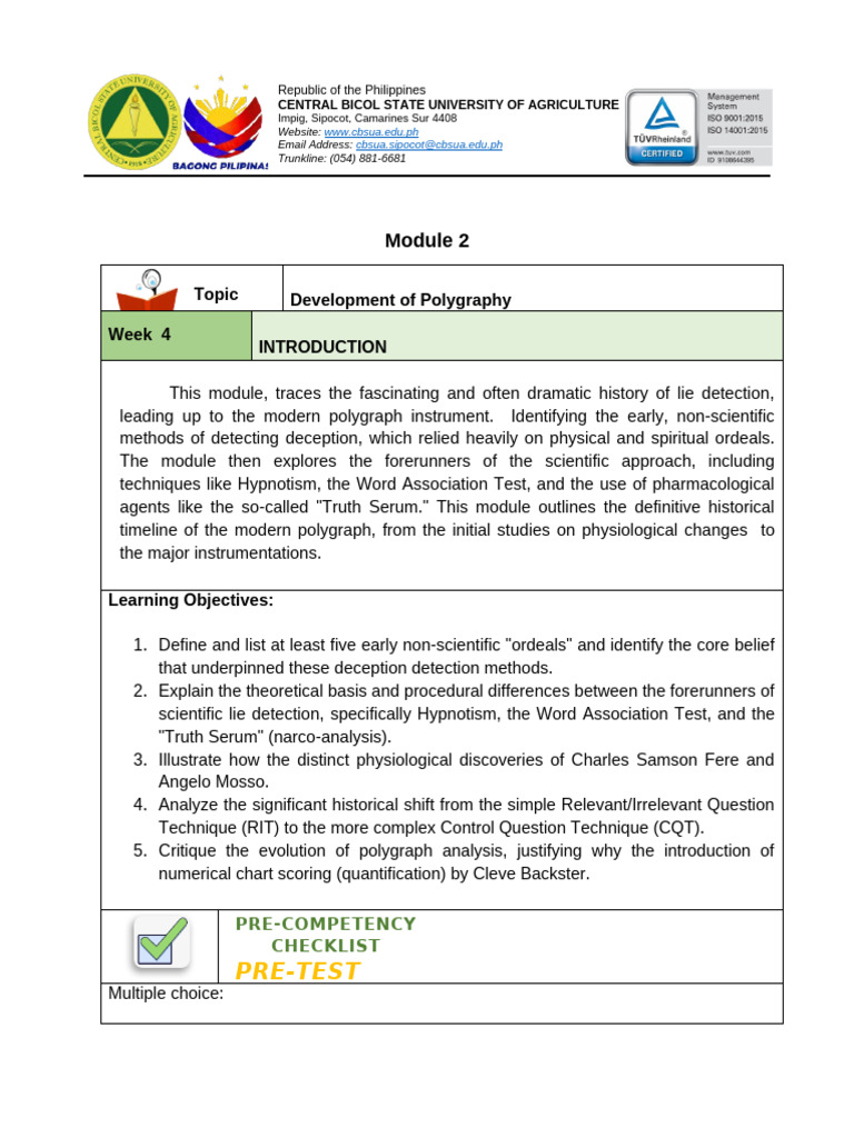 Polygraph Module 2 New | PDF | Polygraph