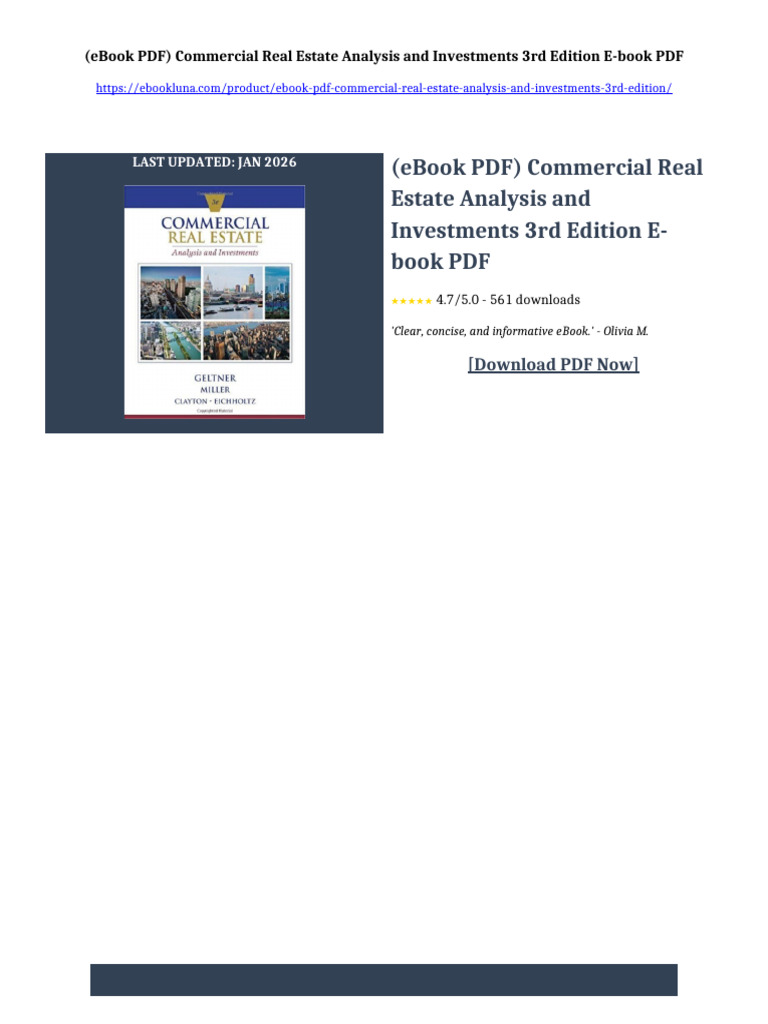 (Ebook PDF) Commercial Real Estate Analysis and Investments 3rd Edition ...