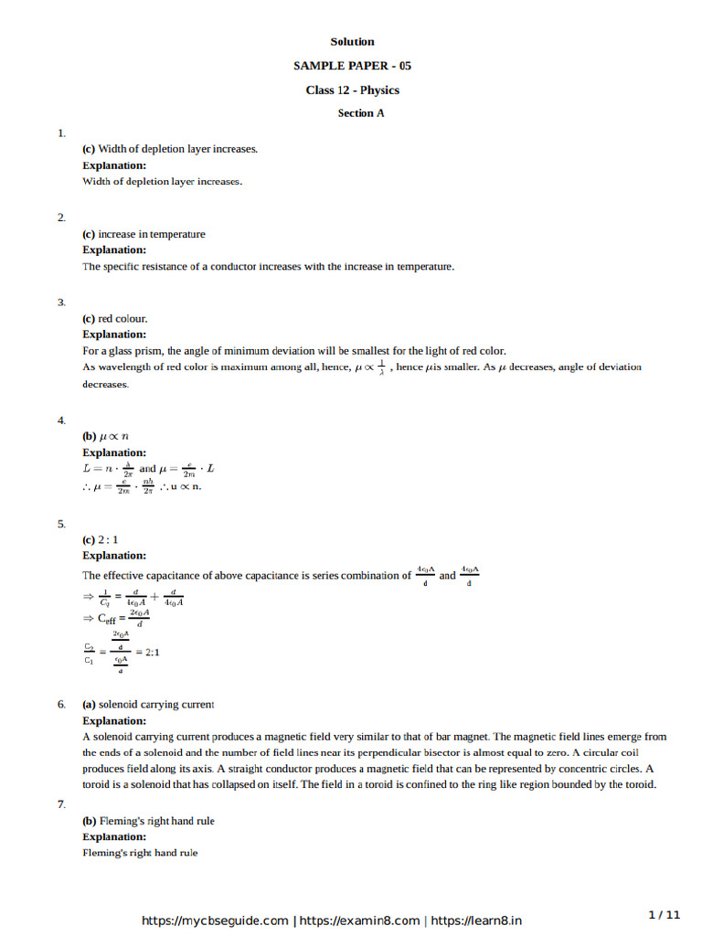 Sample Paper 5 Solution | PDF