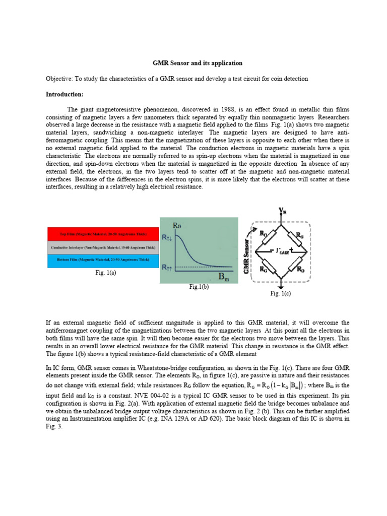 Familiarization With GMR Sensor | PDF | Magnetism | Electronics