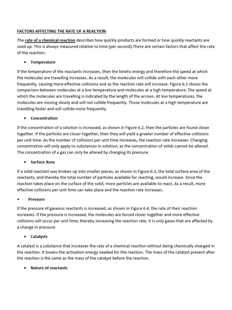 Factors Affecting The Rate of A Reaction | PDF | Reaction Rate ...