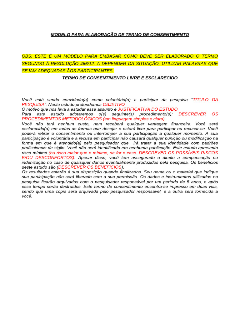 Modelo-Termo de Consentimento | PDF
