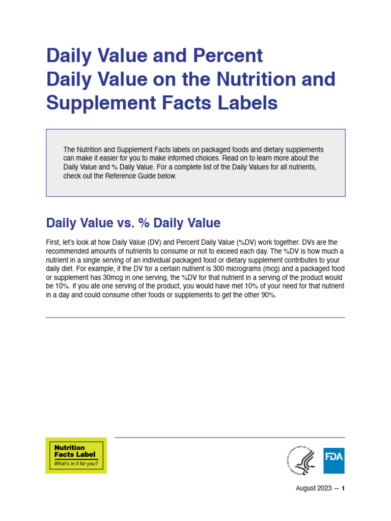 DV Percent DV Nutrition Facts Label 09072023 | PDF | Nutrients ...