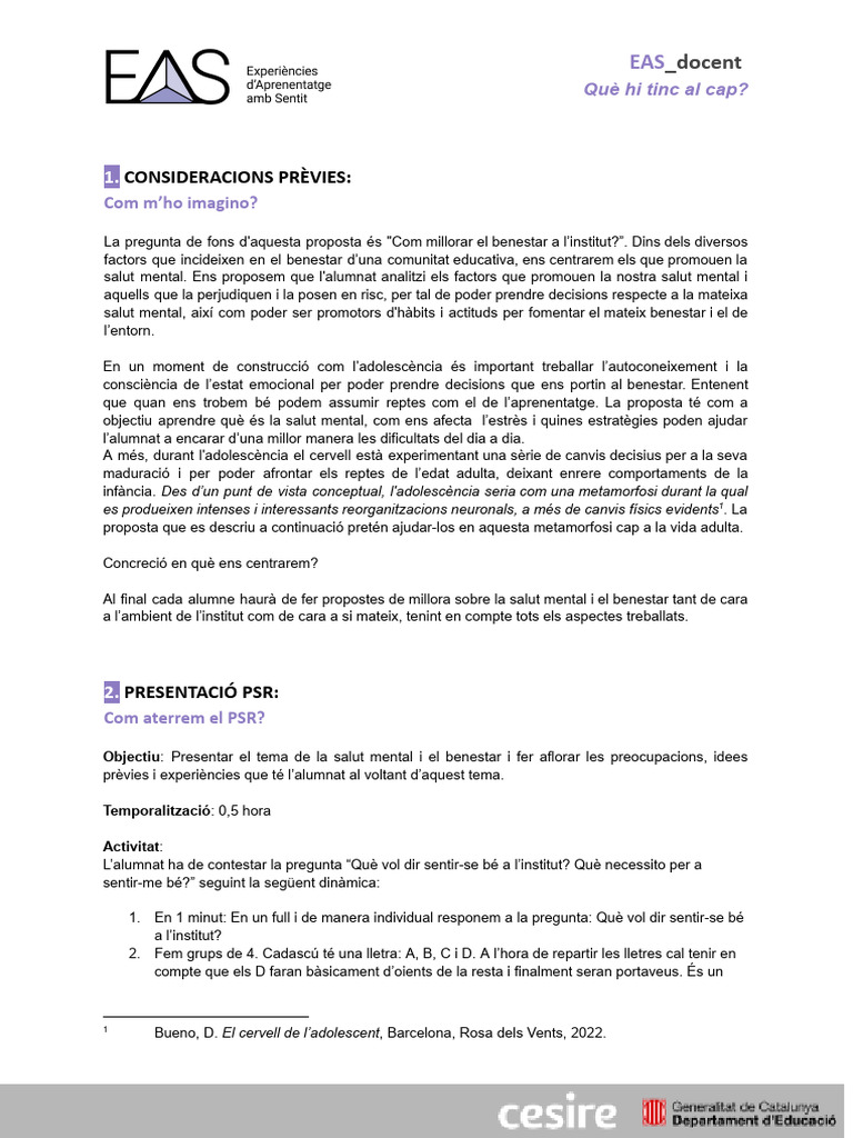 Que Hi Tinc Al Cap EASDocent | PDF