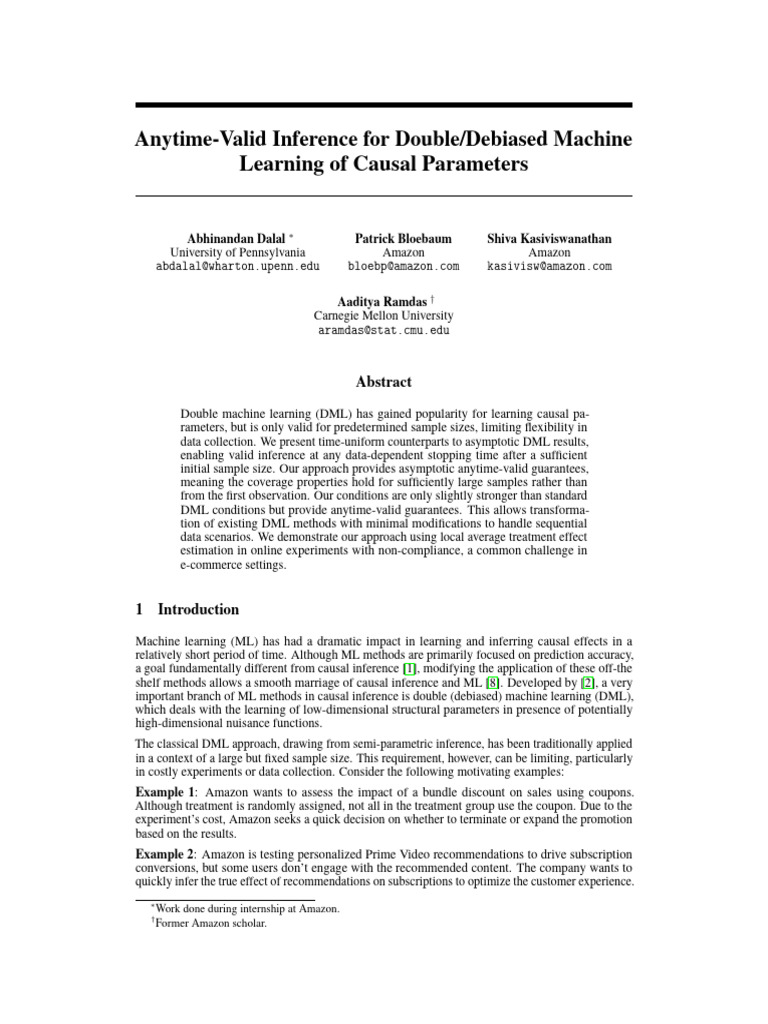 Debiased Machine Learning of Causal Parameters | PDF | Statistical ...