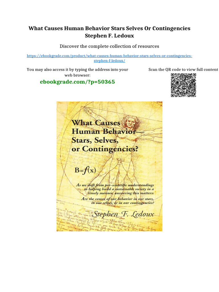 What Causes Human Behavior Stars Selves Or Contingencies Stephen F ...
