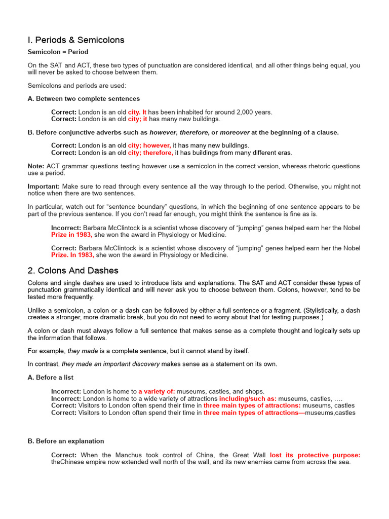 Complete SAT® Grammar and Punctuation Rules | PDF | Comma | Adjective