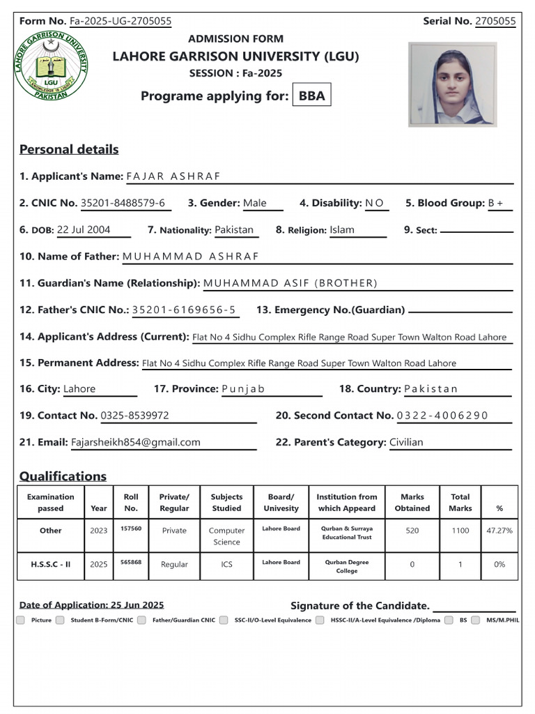Admission Form | PDF
