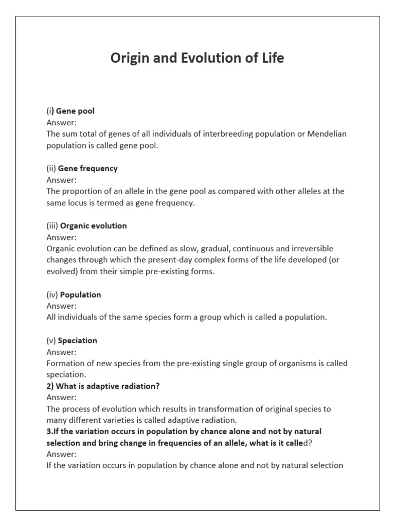 CH 5 Origin and Evolution of Life | PDF | Evolution | Genetics