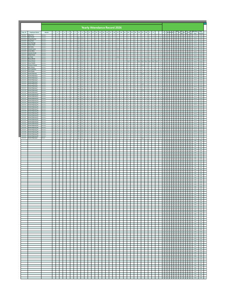 Employee Attendance Sheet Excel Template | PDF