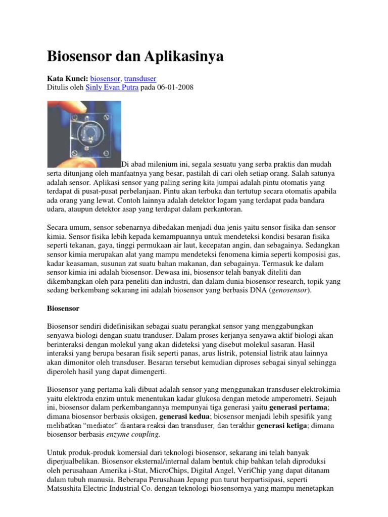 Biosensor Dan Aplikasinya | PDF