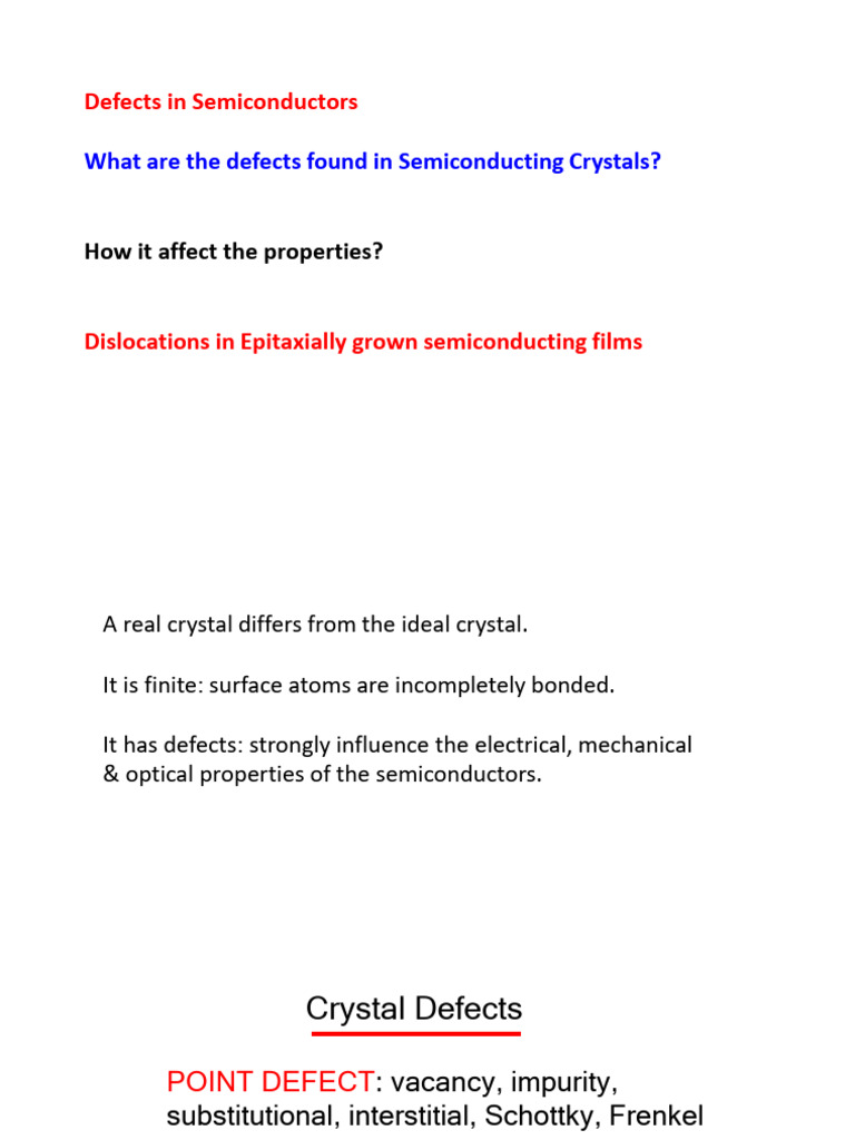 Defects in Semiconductors | PDF | Dislocation | Crystallite