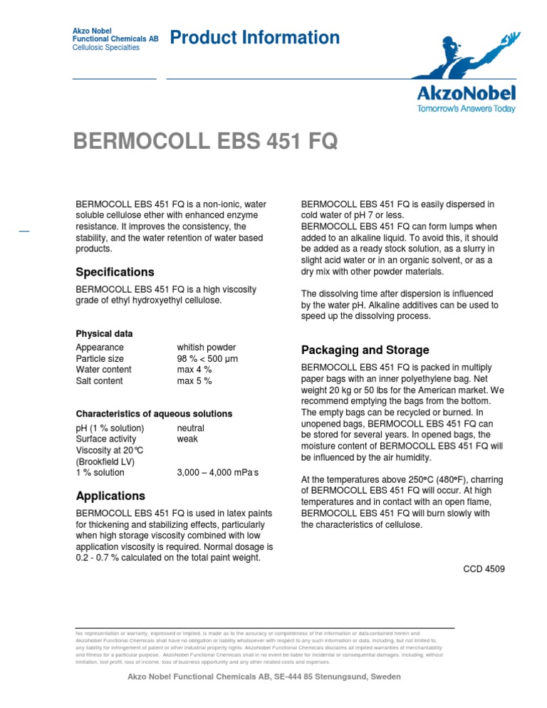 Bermocol Ebs 451 FQ | PDF | Solution | Viscosity
