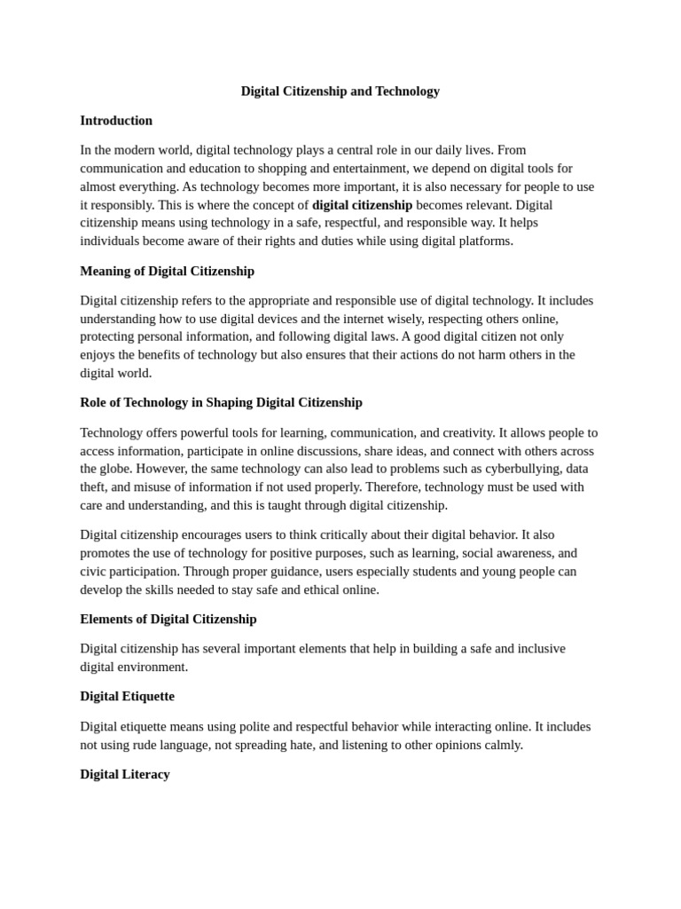 Digital Citizenship and Technology | PDF | Citizenship | Cyberbullying