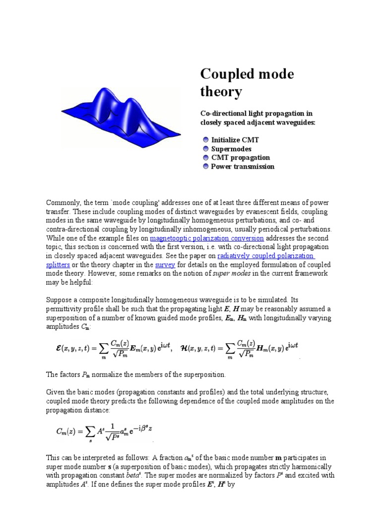Coupled Mode Theory Pdf Normal Mode Waveguide