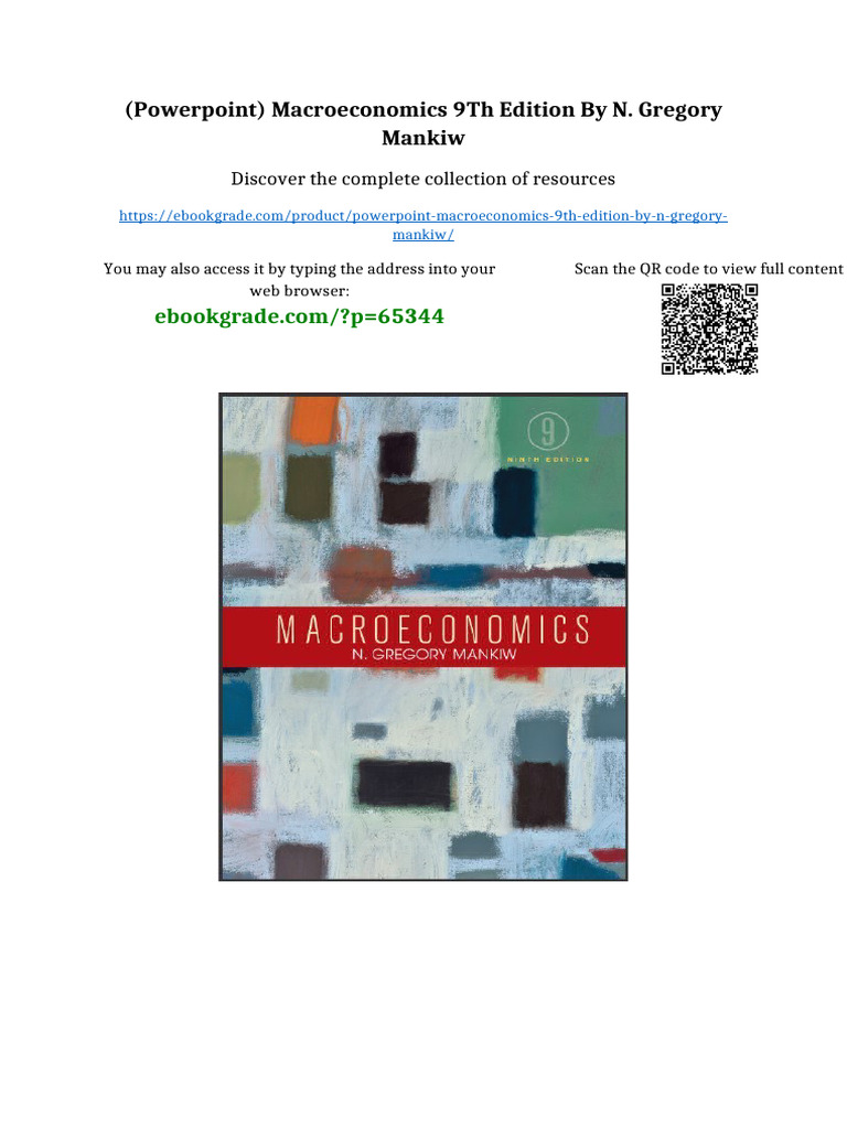 (PowerPoint) Macroeconomics 9th Edition by N. Gregory Mankiw Full | PDF