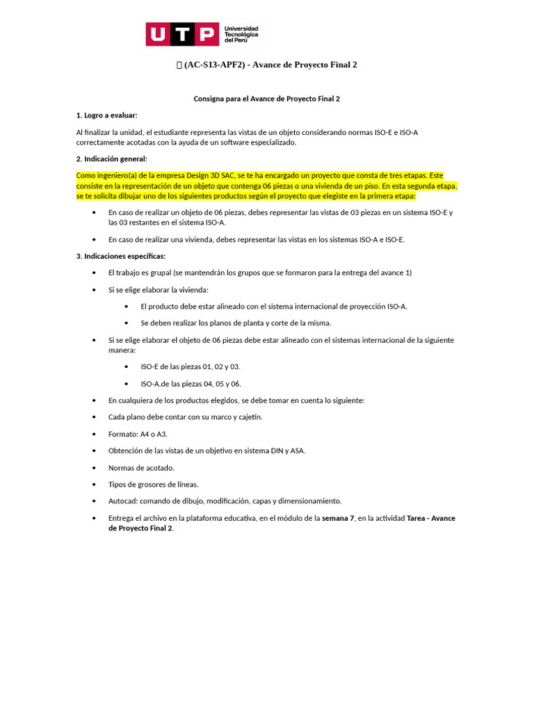 ? (AC-S13-APF2) - Avance de Proyecto Final 2 - DIBUJO PARA INGENIERIA | PDF