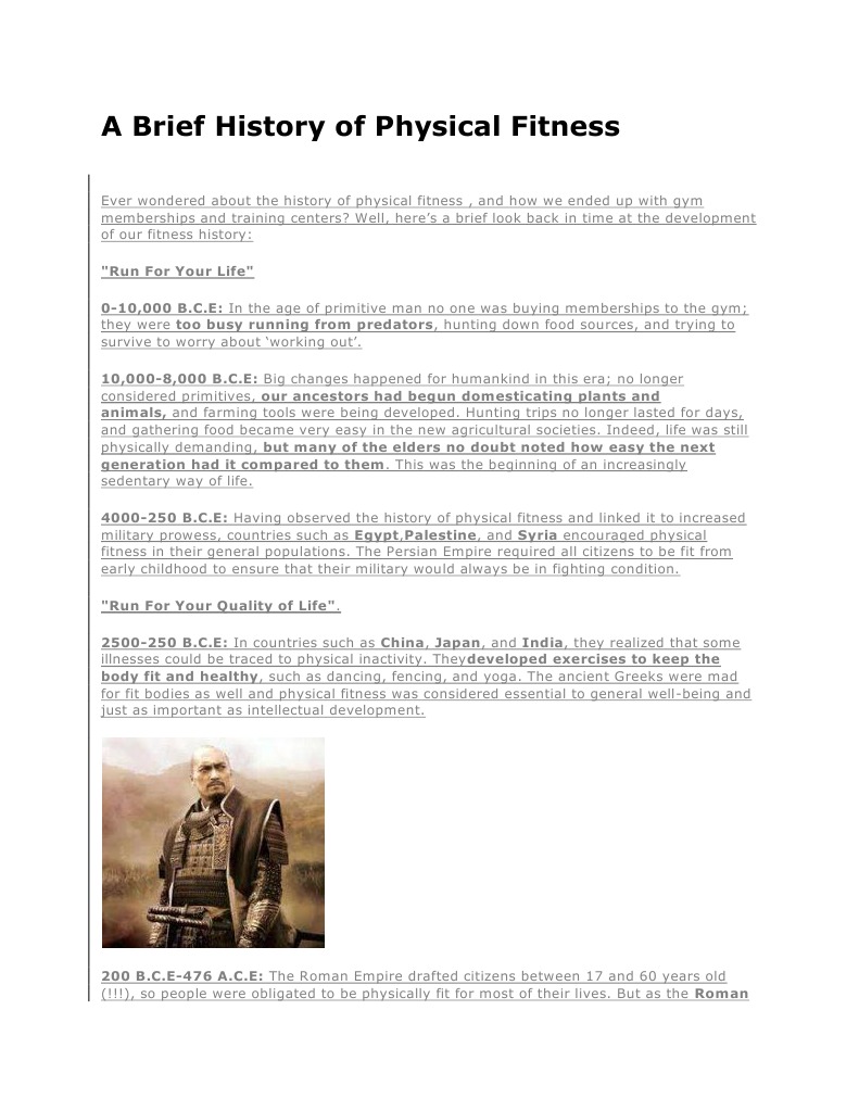A Brief History of Physical Fitness | PDF | Physical Fitness | Muscle