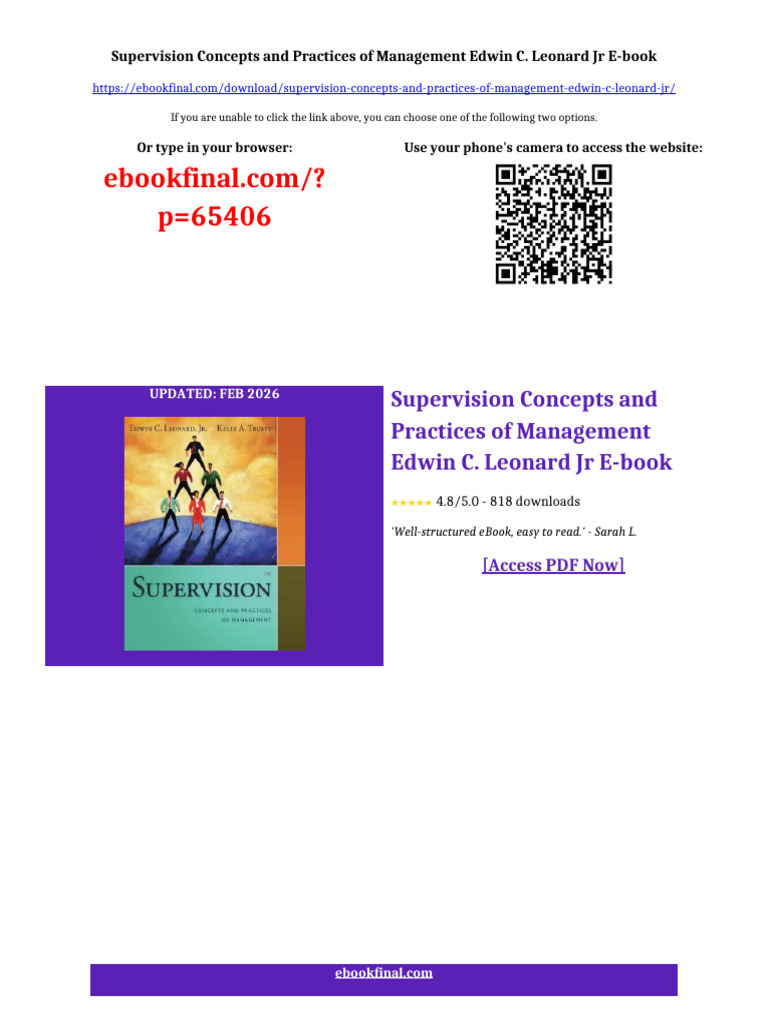 Supervision Concepts and Practices of Management Edwin C. Leonard Jr ...