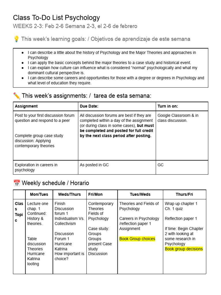 Psy 2026 Spring Weekly To Do Weeks 2-3 | PDF | Social Psychology ...
