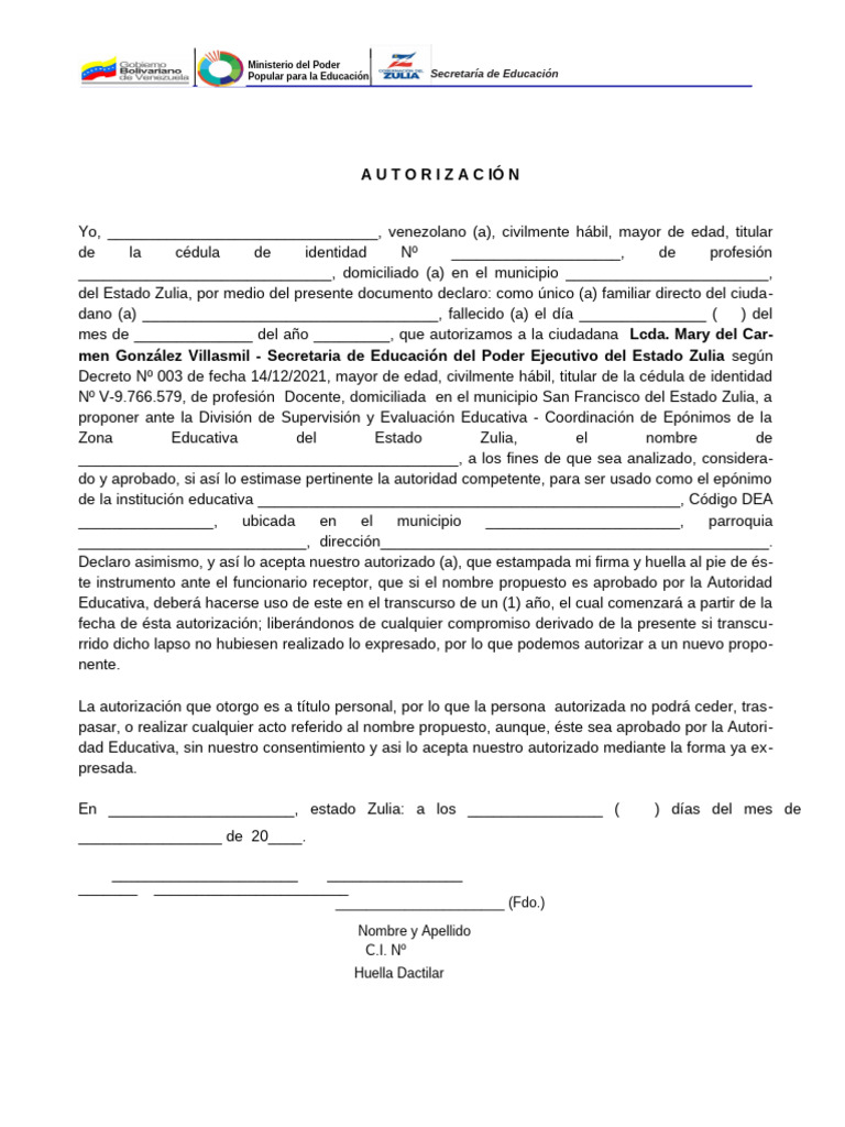 Autorización de Epónimo | PDF | Gobierno