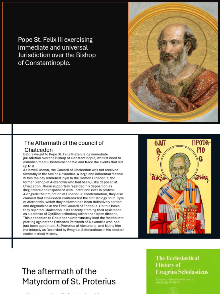 Pope St. Felix III Exercising Immediate and Universal Jurisdiction Over ...