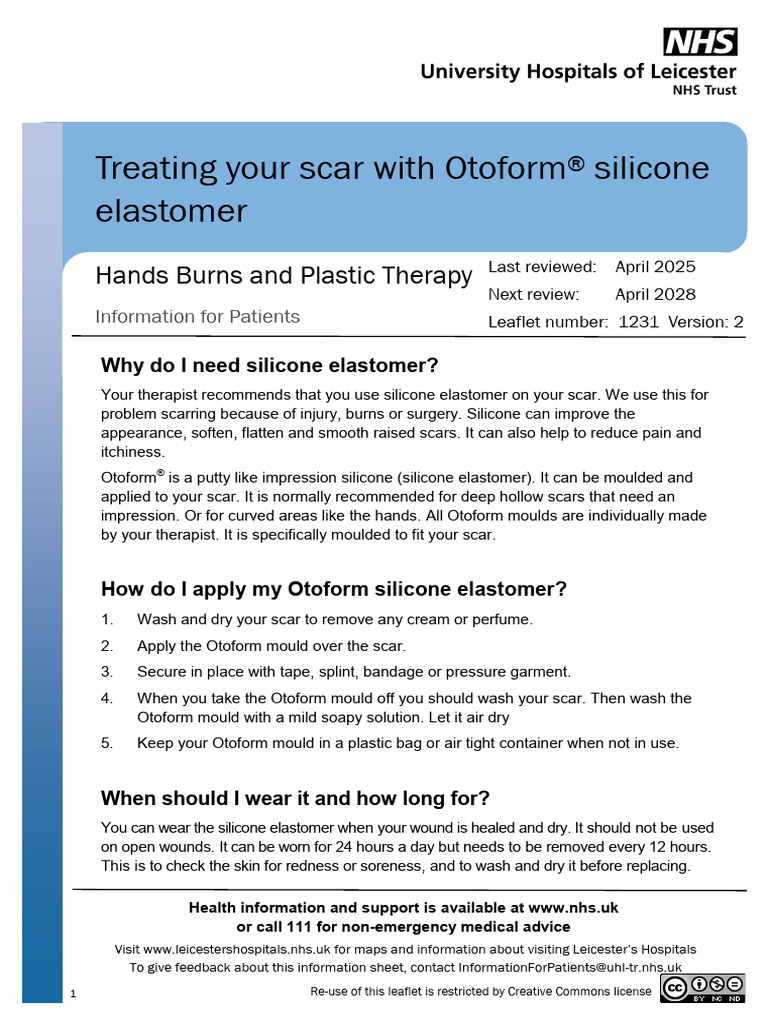 1231_042025 Treating Your Scar With Otoform Silicone Elastomer | PDF ...