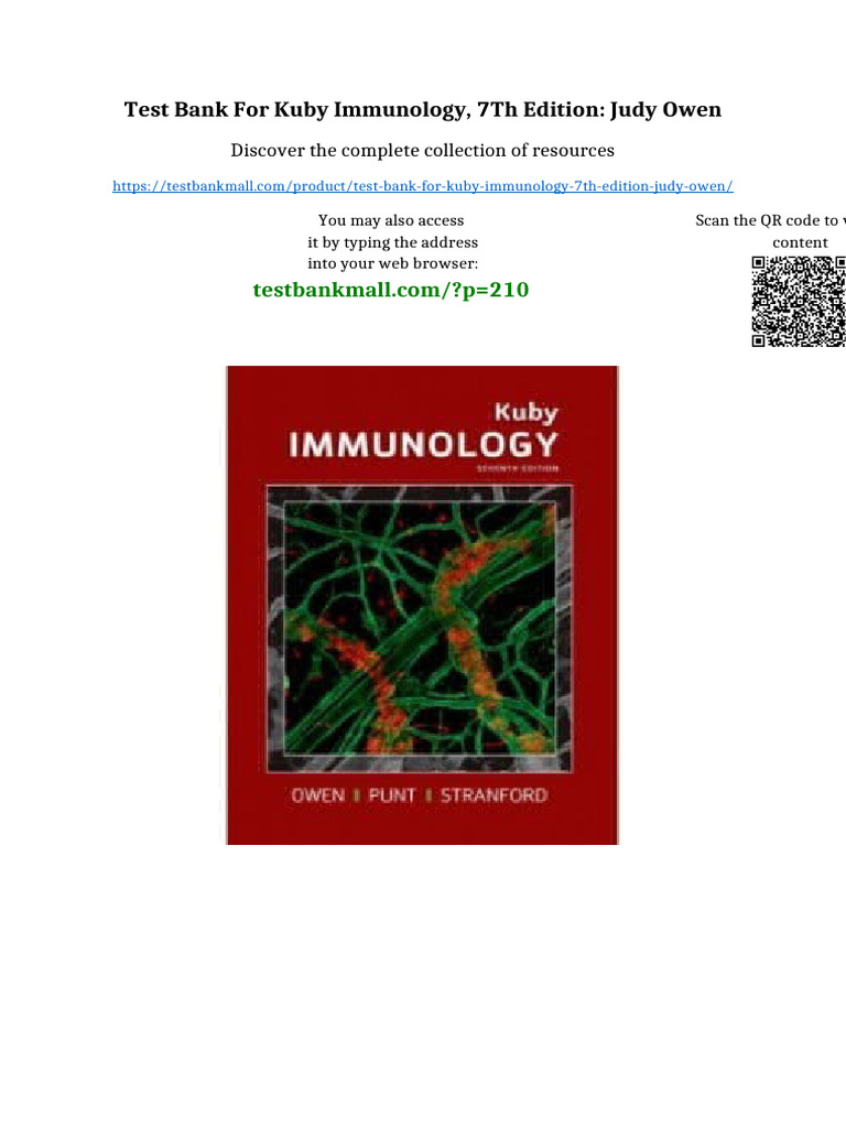 Test Bank for Kuby Immunology, 7th Edition: Judy Owen available full ...
