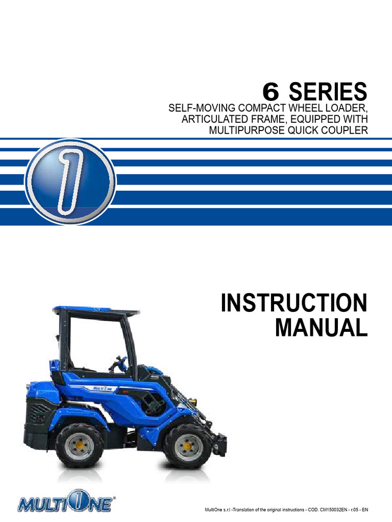 MultiOne 6 Series Compact Wheel Loader Operator's Manual PDF | PDF ...