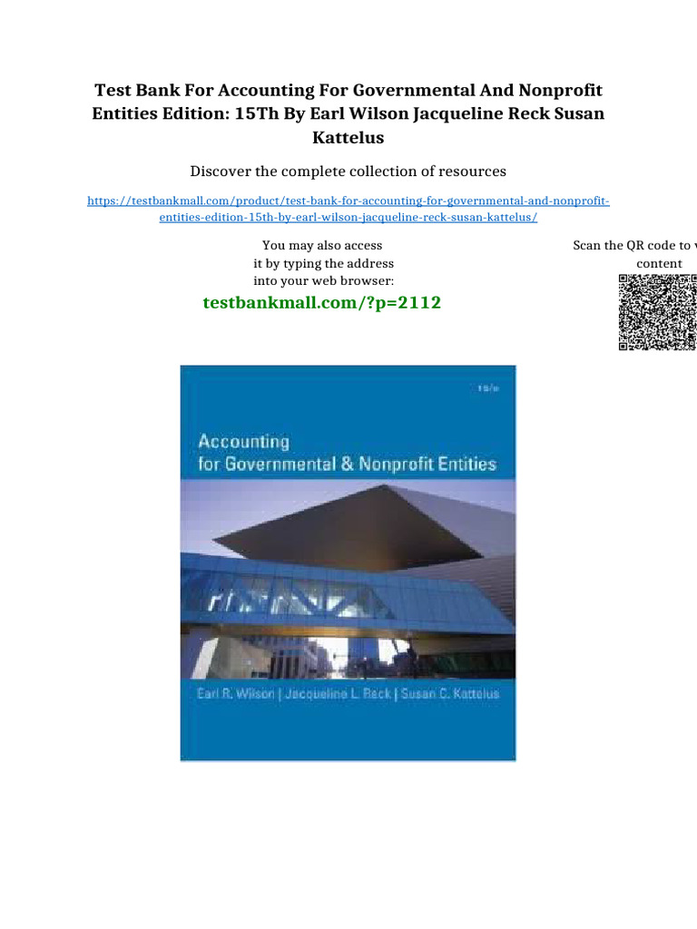Test Bank For Accounting For Governmental and Nonprofit Entities ...
