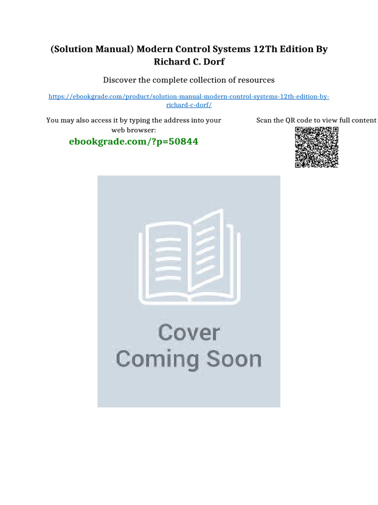 (Solution Manual) Modern Control Systems 12th Edition by Richard C ...
