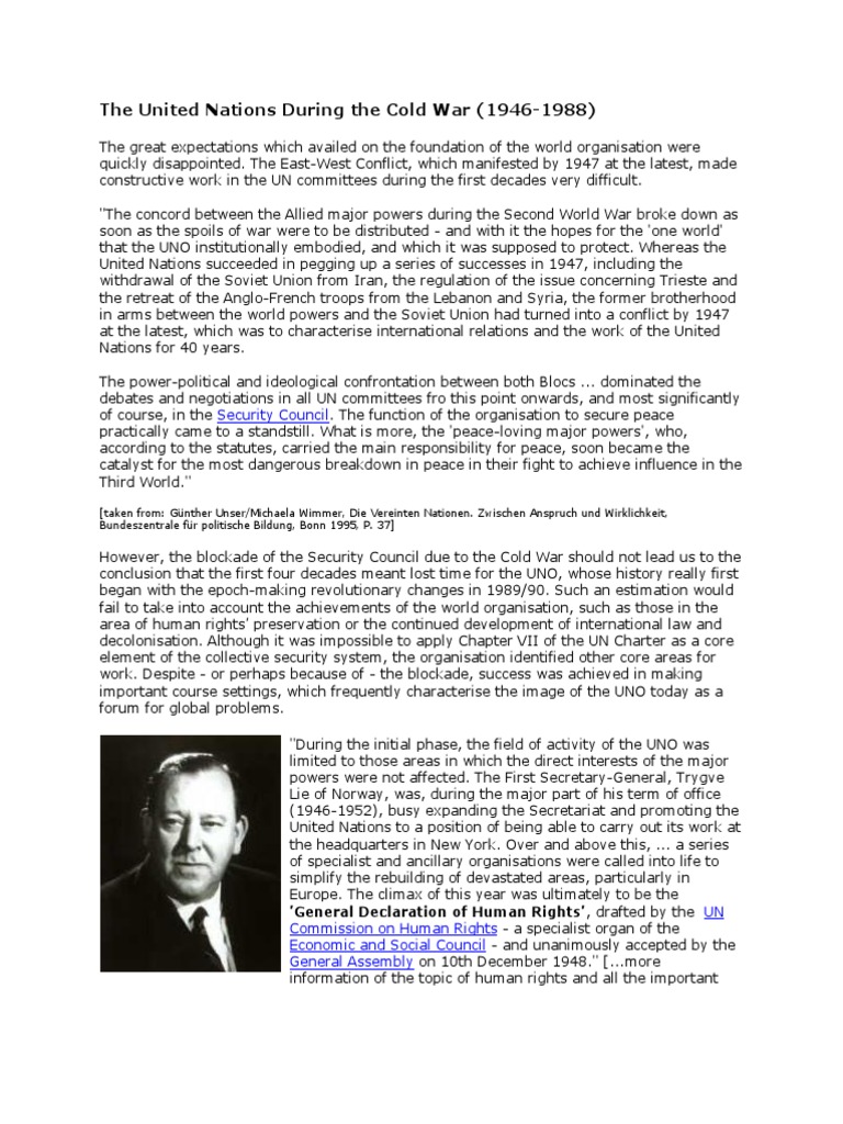 The United Nations During The Cold War | PDF | United Nations ...
