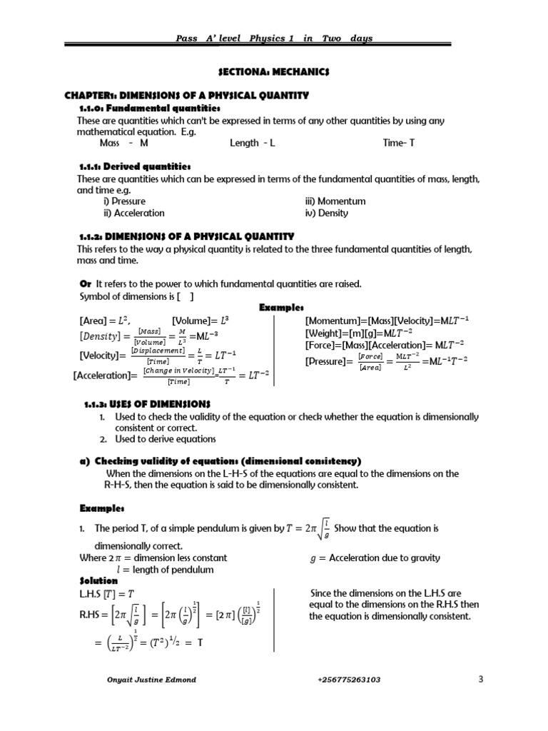 Mechanics A Level Notes | PDF | Force | Momentum