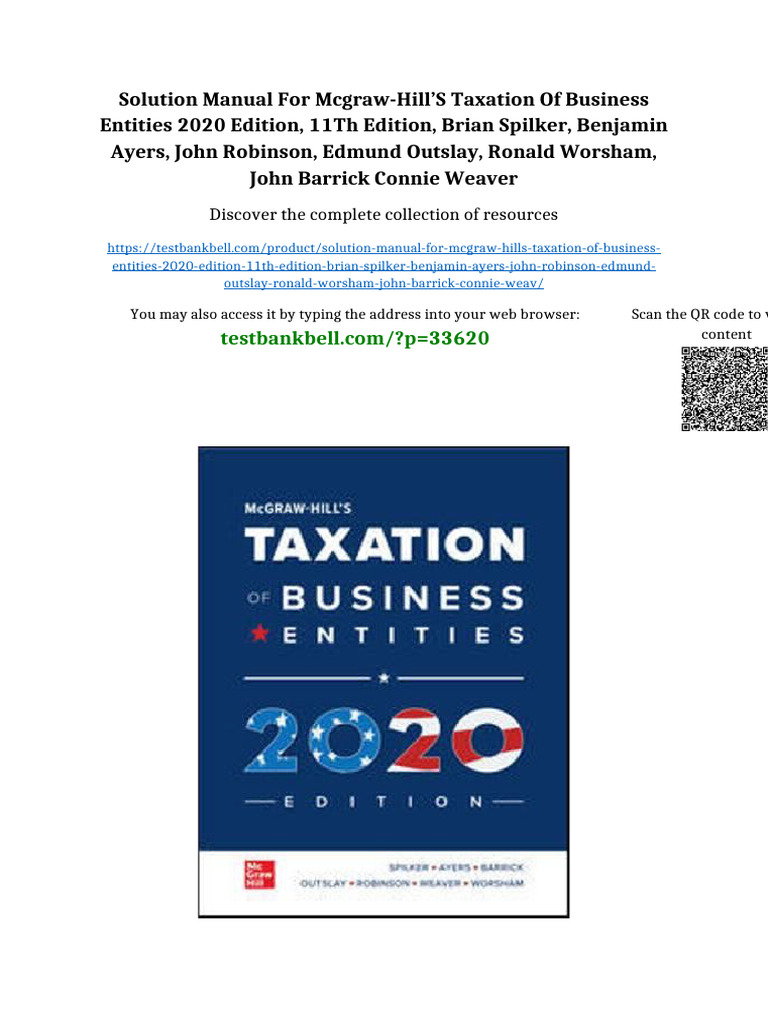 Solution Manual for McGraw-Hill’s Taxation of Business Entities 2020 ...