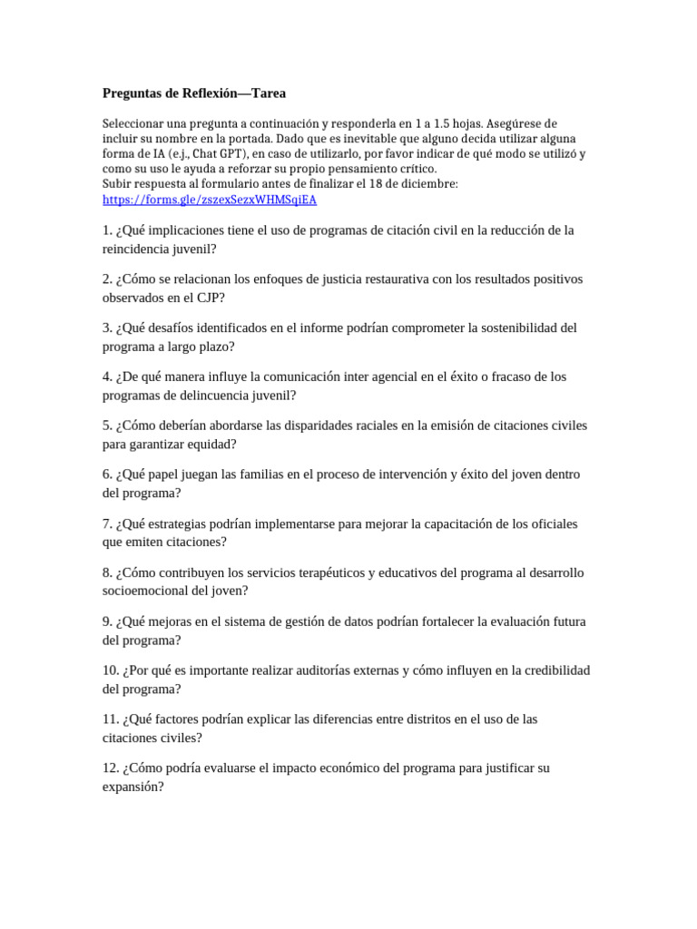 Preguntas de Reflexion Tarea | PDF
