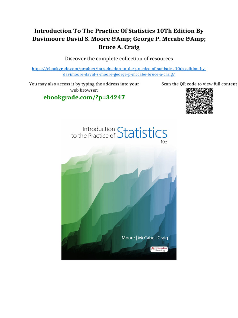 Introduction to the Practice of Statistics 10th Edition By DaviMoore ...